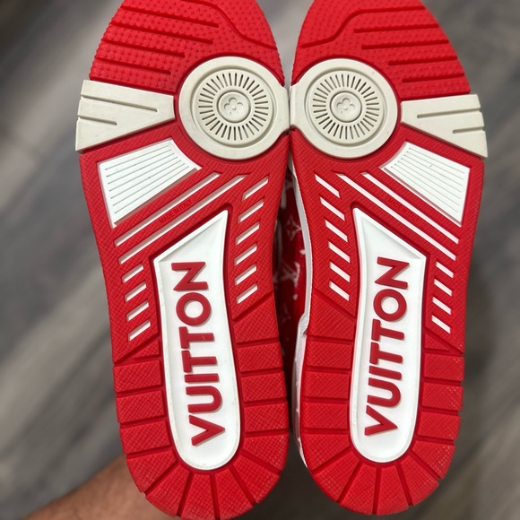 Louis Vuitton | Shoes | Louis Vuitton Trainer Monogram Red Textile ...